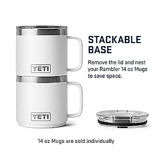 YETI Rambler 14 oz Stackable Mug, Vacuum Insulated, Stainless Steel with MagSlider Lid, White
