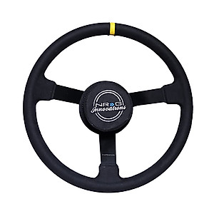 NRG Innovations NRG-RST-380MB-A Reinforced Steering Wheel 380mm Alcantara 3 Spoke, Removable Crushed Pad, Special 6 and 3 Bolt Pattern