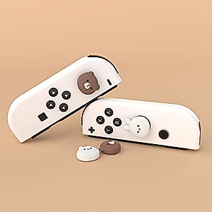 PlayVital Joystick Caps for Nintendo Switch, Thumbstick Caps for Switch Lite, Analog Cover for Switch OLED Joycon Thumb Grip Caps for Switch & Switch Lite & Switch OLED - Chubby Bear & Smiley Bunny