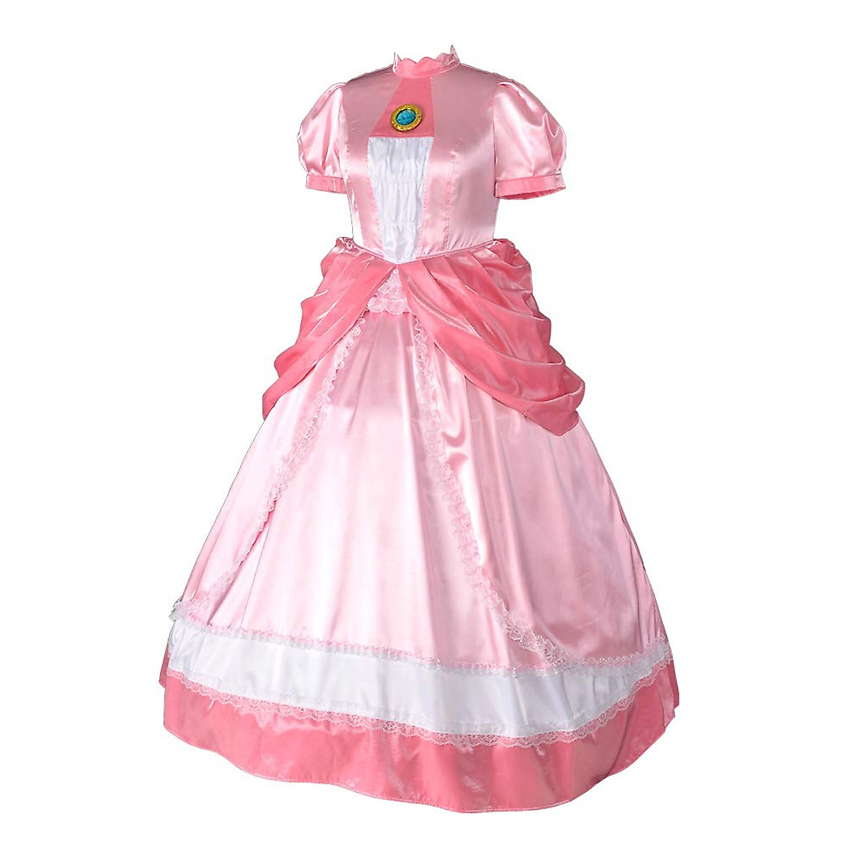 miccostumes Women's Costume Princess Cosplay Dress Deluxe Full Set with Crown Petticoat Earrings and Gloves(1X/2X, Pink)