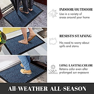 Yimobra Door Mat Outdoor Entrance, Heavy Duty Durable Front Welcome matt for Outside Home Entry, Doormat for Back Patio Floor Porch Garage Office, Low Profile, Easy Clean, Waterproof, 29.5 x 17, Blue