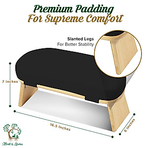 MONK & LLAMA Meditation Bench - Kneeling Bamboo Bench with Foldable Legs & Cushion — Perfect Kneeling Stool Ergonomic Bamboo Yoga Bench for Extended Practice - includes Carrying Bag (Black)