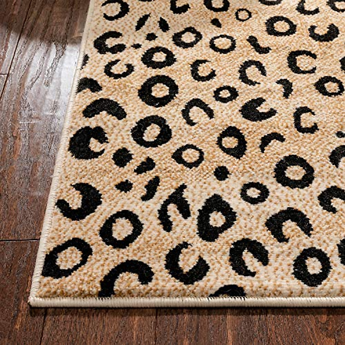 Well Woven Dulcet Leopard Black Ivory Animal Print Area Rug 2' x 7'3" Runner