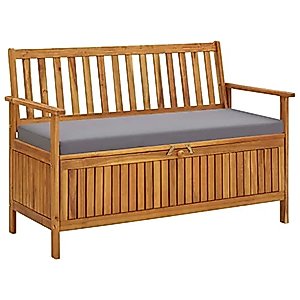 vidaXL Outdoor Storage Bench, Deck Box for Patio Furniture, Front Porch Decor and Outdoor Seating for Garden Balcony, Solid Wood Acacia