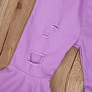 yuhappy Toddler Kid Baby Girls Denim Jeans Bell Bottom Flare Pants Leggings Trousers Special Two Layers Ruffle Pant (Purple,5-6X)