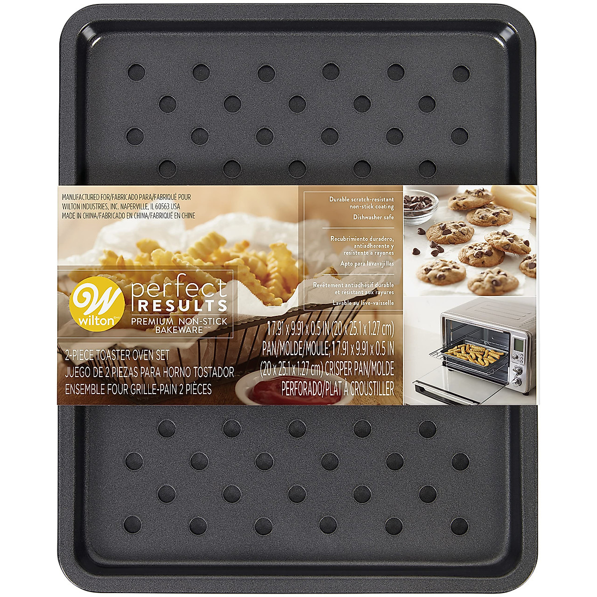 Wilton Perfect Results Toaster Oven Baking Sheet Pan & Crisper Tray, 2-Piece Set, Steel