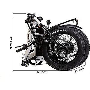 SOHOO 48V500W13AH 20"x4.0 Adult Folding Fat Tire E-Bike Mountain Electric Bicycle Beach Cruiser Snow Bike (White)