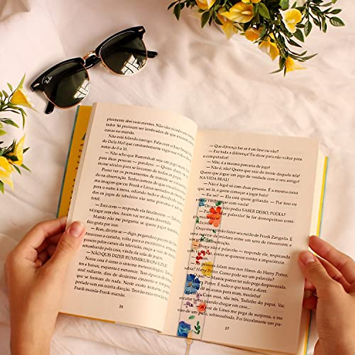 Bookmarks for Women Flower Bookmark Cute Floral Bookmarks Transparent Acrylic Bookmarks with Tassels for Women Teacher Kids Book Lovers (6 PCS)