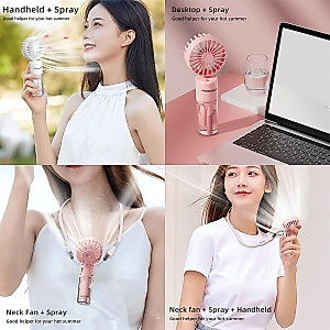 AIRPROSSING Portable Handheld Misting Fan，Rechargeable Battery Operated Spray Water Mist Fan Foldable，4 Speeds，Small Personal Cooling Fans for Outdoor,Travel, Makeup, Home, Office, Camping (white)