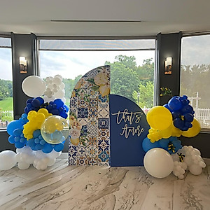 Blue and Yellow Balloon Arch Kit, 105 PCS Royal Blue White Yellow Balloon Garland Kit Yellow Light Blue Latex Party Balloons for Baby Shower Anniversary Birthday Wedding Graduation Party Decorations