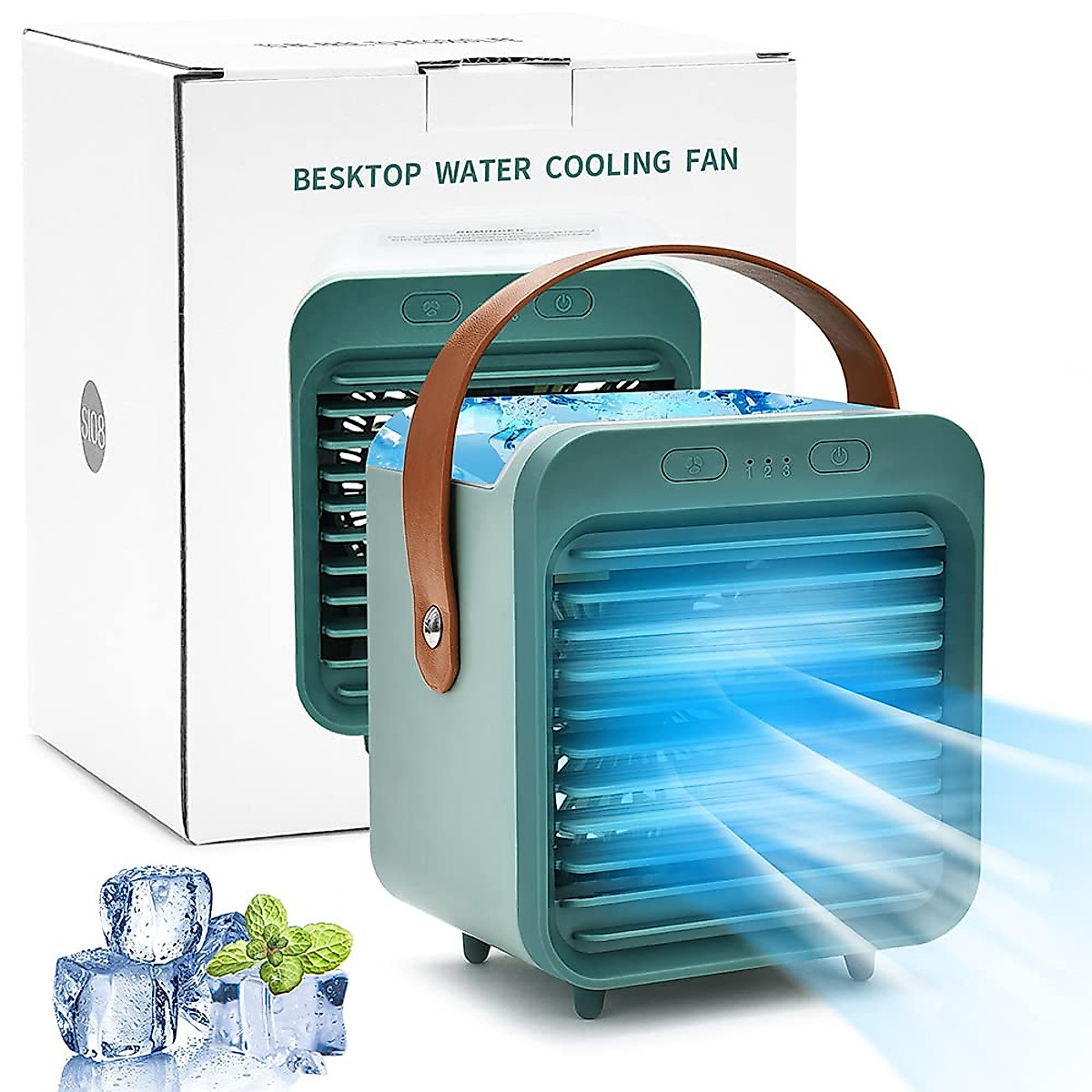 pohthe Desk Fan 11.8 Inch Bladeless Fan Mini Office Fan 4 Speeds with 5-Colors Ambient Light, USB Table Fan Small Quiet for Home, Bedroom