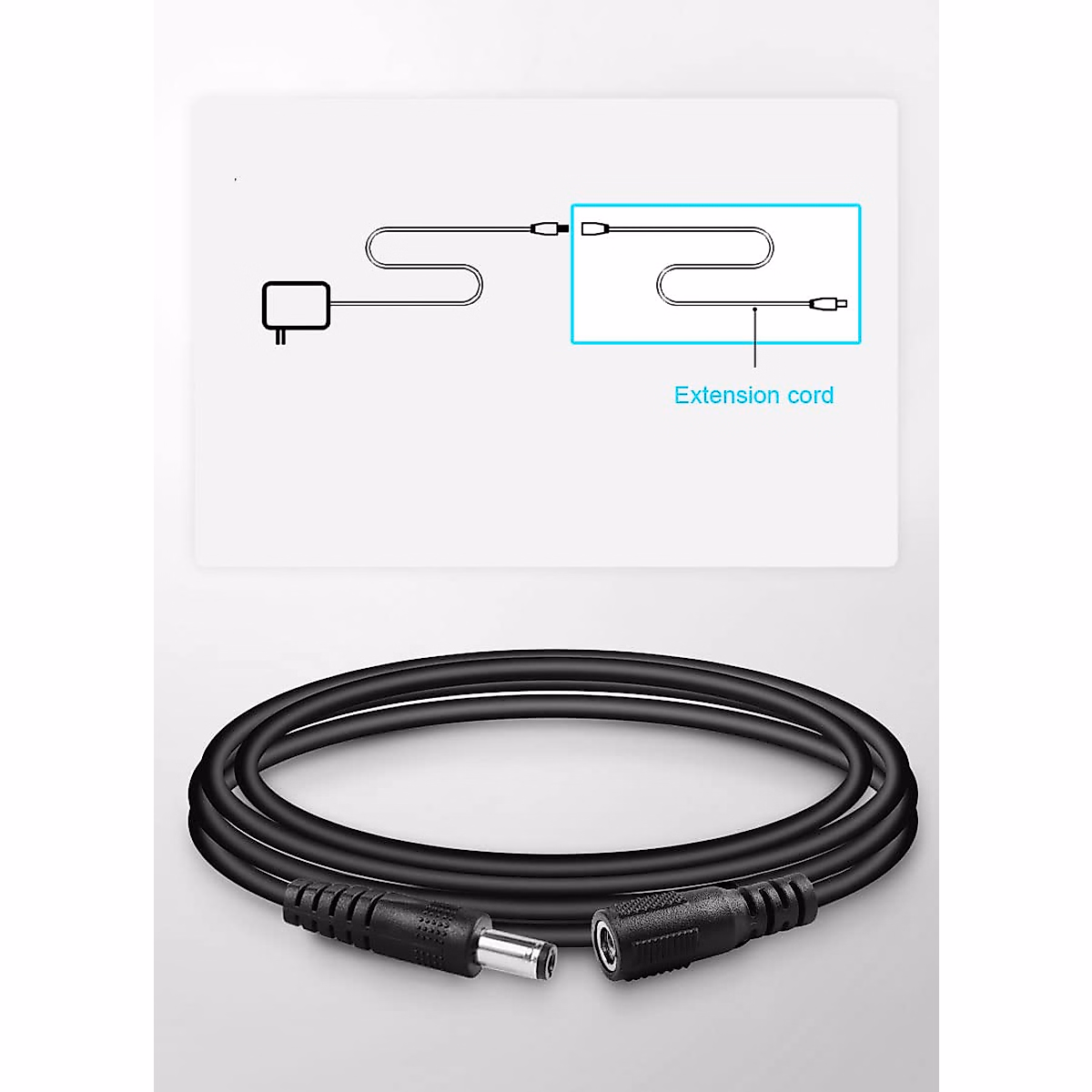 Mr.Power Guitar Effect Pedal Cord DC Power Extension Cable, 5.5 x 2.1mm Male to Female Guitar Effect Pedal Lead/Cord Extender Wire 3.2ft / 39.4in / 1m 20AWG (2 Pack)