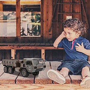 GoolRC RC Military Truck, 1:12 Scale 6WD Remote Control Car, 2.4GHz Army Cars All Terrain Off-Road Truck, Electric Toy Vehicle Gift for Adults