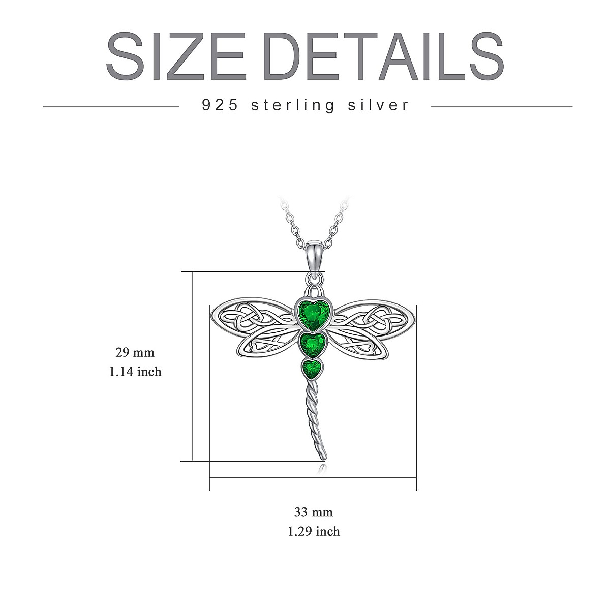 RMREWY Dragonfly Necklace 925 Sterling Silver Celtic Dragonfly Pendant Dragonfly Jewelry Birthday Gift for Women Dragonfly Lovers