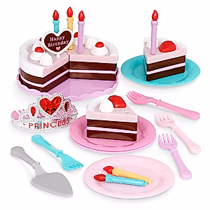 Battat- Play Circle- Birthday Cake – Toy Food – Plates & Candles Accessories- Pretend Play- Princess Birthday Party- 3 years + (24 Pcs)