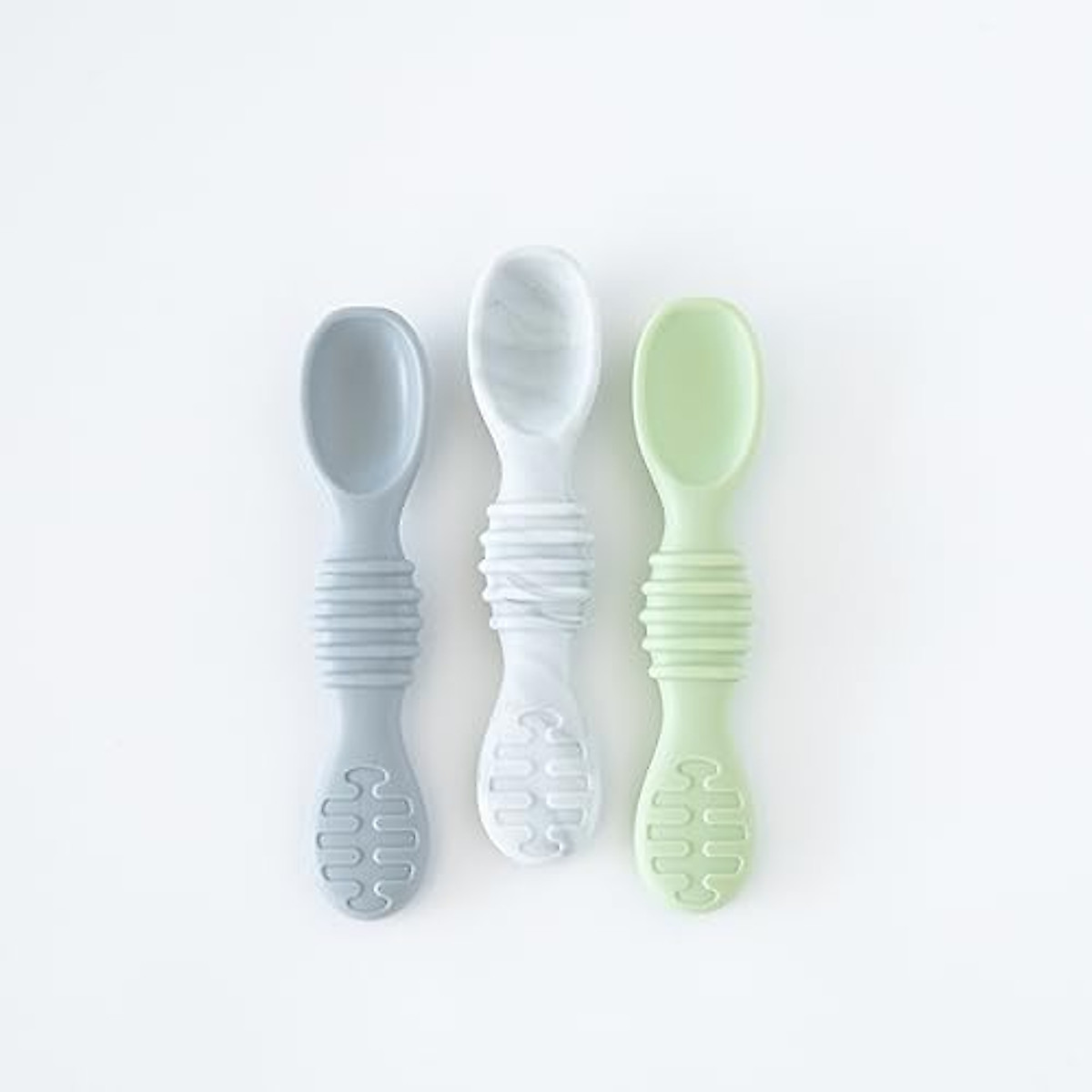 Bumkins Baby Bowl, Silicone Feeding Set with Suction for Baby and Toddler, Includes 4 Spoons and Lid, First Feeding Set, Training Essentials for Baby Led Weaning for Babies 4 Months Up, Marble