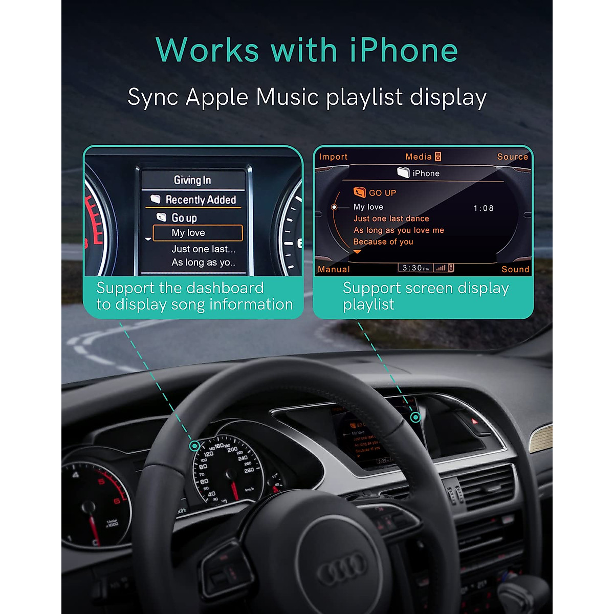 CHOOCL Bluetooth 5.0 aptX-HD Car Adapter Compatible for Audi AMI MMI, Mercedes Media Interface and Volkswagen MDI Connector (A2-Audi2G)