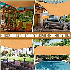2 Pack 12 x 16 ft Waterproof Rectangle Sun Shade Sails Patio Awning 95% UV Blockage for Outdoor Patio Garden Backyard Lawn Pergola and Carport (Beige)