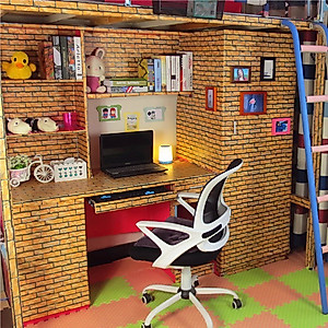 HOYOYO Self-Adhesive Shelf Liners Paper, Removable Self Adhesive Shelf Liner Dresser Drawer Wall Stickers Home Decoration, Country Rustic Brick 17.8 x 78 Inches