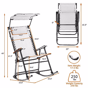 UYSB Folding Rocking Chair Beige Chair Rocking Chair Rocker Chair Rocker Camp Chair Rocker Recliner Rocking Camp Chair Rocking Chairs Outdoor Rocking Chair Swinging Camping Chair