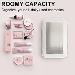 LETGO Clear Makeup Bags, TSA Approved Toiletry Bag with Zipper, Clear Makeup Organizer Fit Carry-on Travel Essentials,Clear Cosmetic Bags for Women Men (C-Beige)