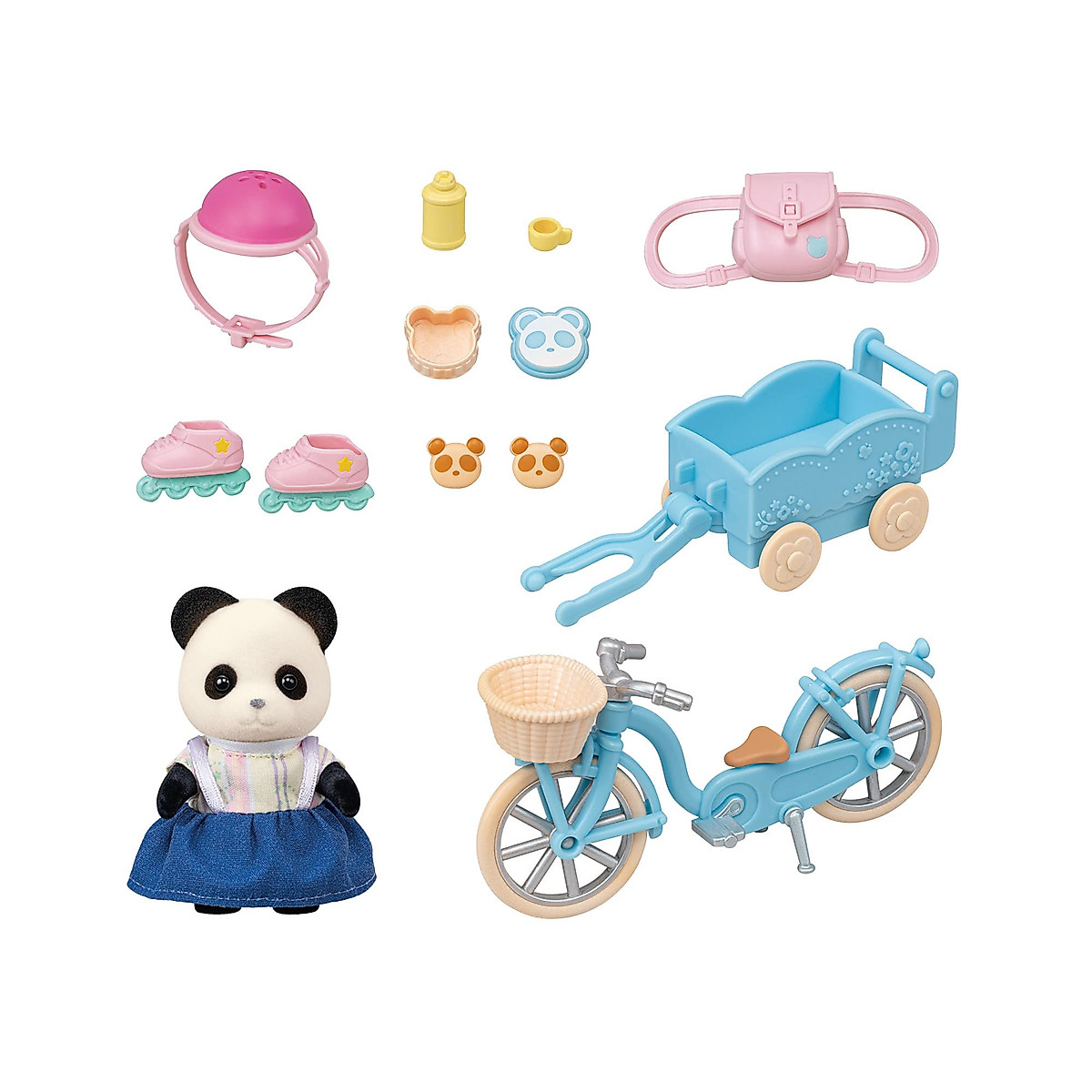 Calico Critters Pookie Panda Girl's Cycle & Skate Set, Dollhouse Playset with Figure and Accessories