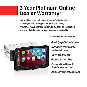 BOSS Audio Systems Elite Series BE7ACP-FT Car Audio Stereo System – Single Din with 7 Inch Double Din Touchscreen, Apple CarPlay, Android Auto, Bluetooth Head Unit, Radio Receiver, No CD Player