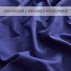 DERBELL Bed Sheet Set - Brushed Microfiber Bedding - Bedding Sheets & Pillowcases - Deep Pockets - Easy Fit - Breathable & Cooling Sheets - 4 Piece King Blue Set