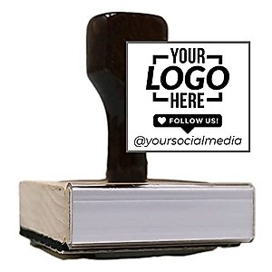 Personalized Rubber Hand Stamp, Wood Handle with Custom Logo | Multiple Size Options Available | Upload Your Own Logo (3"x4")