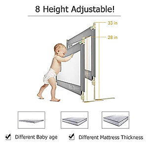 Mingfuxin Extra Long Safety Bed Rails for Toddlers, Vertical Lifting Foldable Bed Guardrail Crib Bed Rails Guard for Kids Twin, Double, Queen & King Size with Dual Lock- Single Side 70"