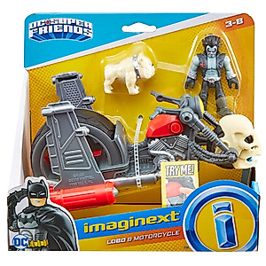 Fisher-Price Imaginext DC Super Friends Lobo Poseable Figure and Transforming Toy Motorcycle Set for Preschool Pretend Play Ages 3Y+