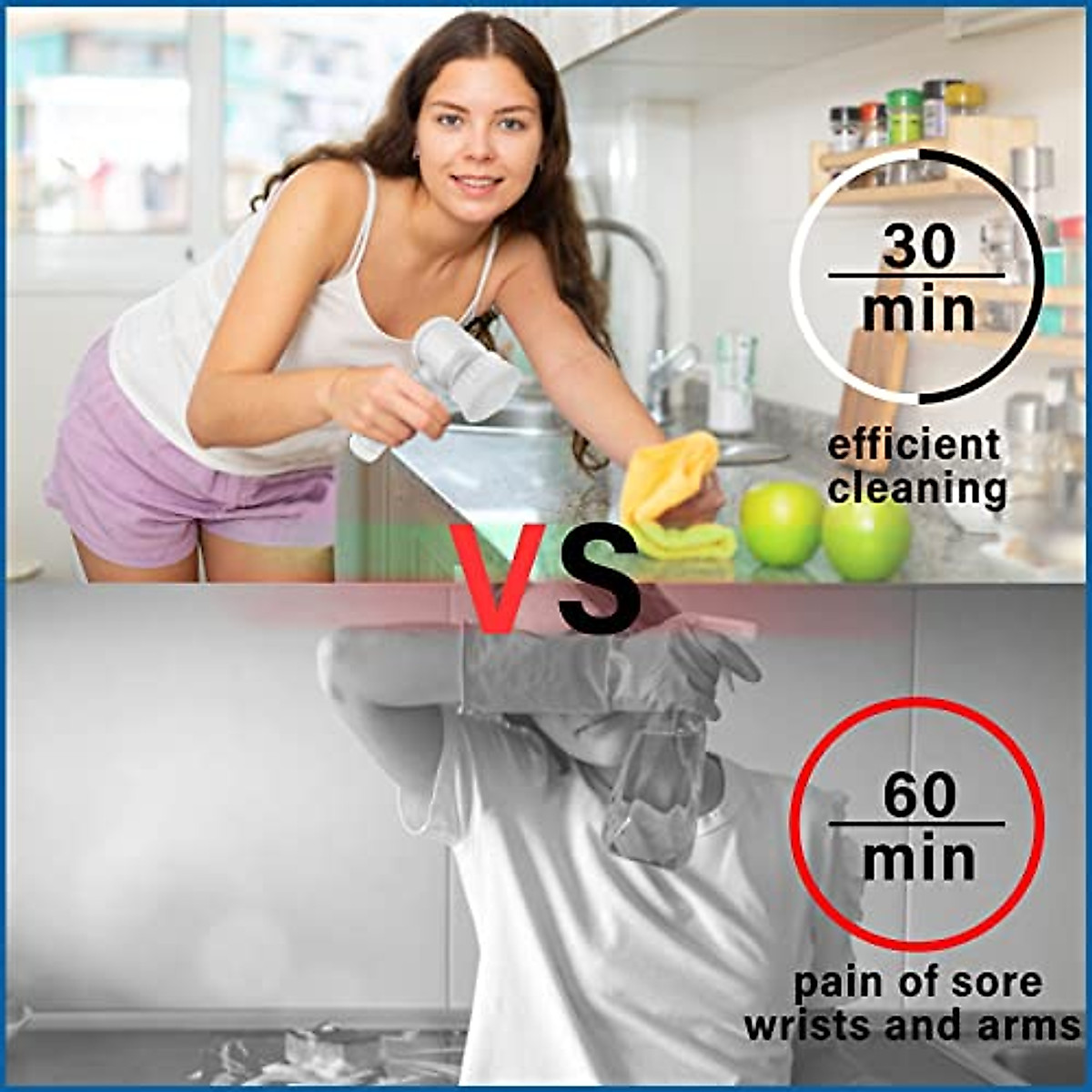 Electric Spin Scrubber,Electric Cleaning Brush with 3 Brush Heads,Cordless Portable Scrub Brush,Handheld Shower Scrubber Suitable for Bathroom/Tiles/Floor/Bathtub/Kitchen (White-1)