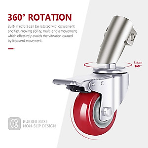 Neewer 3 Packs Professional Swivel Caster Wheels Set with 75mm Diameter, Durable Metal Construction with Rubber Base ONLY Compatible with Neewer Photography C Stand for Studio Video Shooting