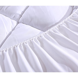 Premium Plus Mattress Pad, Breathable, Quilted Topper, Deep Pocket, Stretch to Fit, Microfiber, Extra Plush, RV Short King 72 by 75 inches, 18 inch Depth, 15 oz Fill per sq yd White