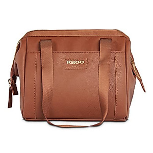Igloo 15-can Premium Luxe Softsided Satchel Bag, Cognac