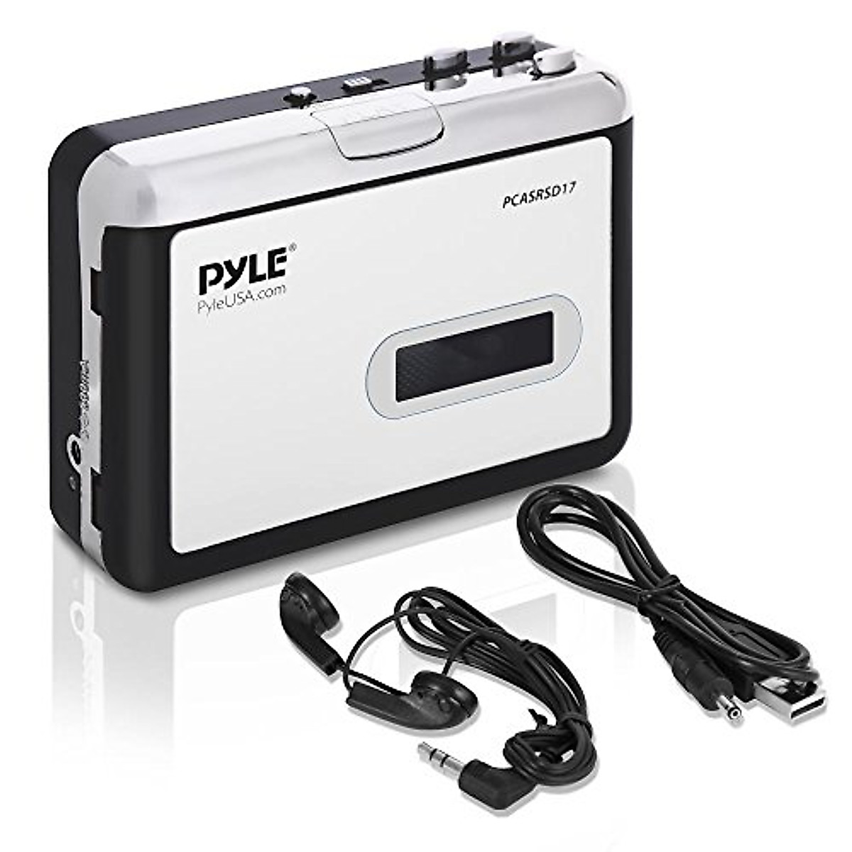 2-in-1 Cassette-to-MP3 Converter Player Recorder - Portable Battery Powered Tape Audio Digitizer, USB Walkman Cassette Player with Manual/Auto Record, 3.5mm Audio Jack, Headphones, Power Cable - Pyle