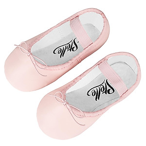 Stelle Ballet Shoes for Girls Toddler Dance Slippers PU Leather Boys Ballerina Shoes for Toddler/Little Kid/Big Kid/Women(Ballet Pink,3ML)