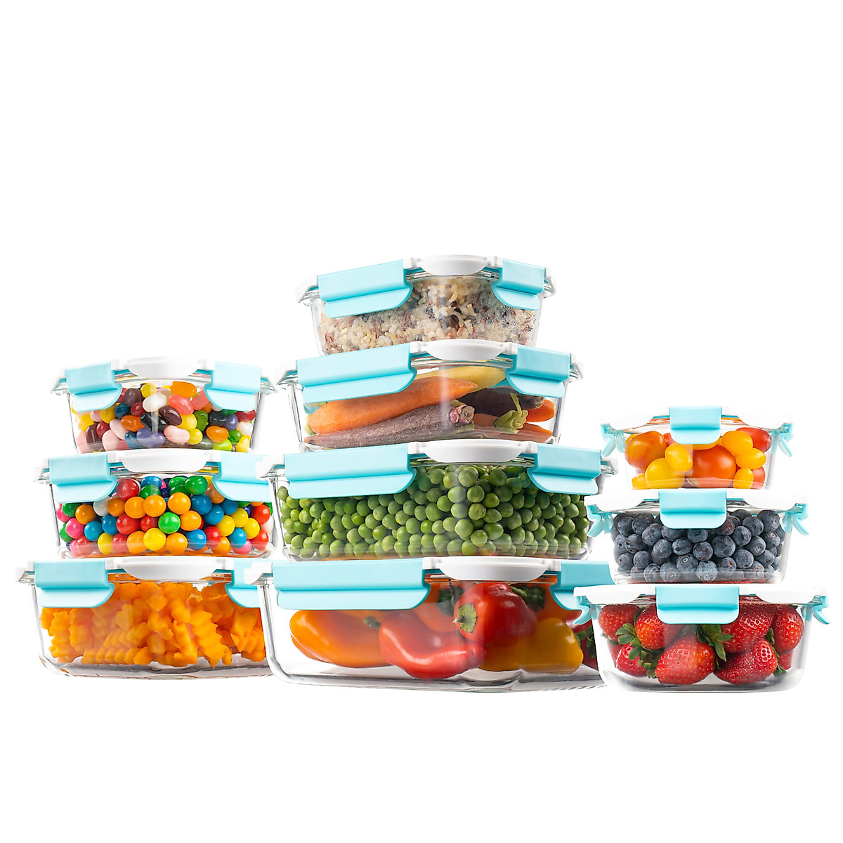 EATNEAT 10-Pack Glass Food Storage Containers with Airtight Locking Lids - Oven to Table to Freezer Deluxe Containers, Meal Prep Reusable Lunch Containers for Adults, Wedding Gift