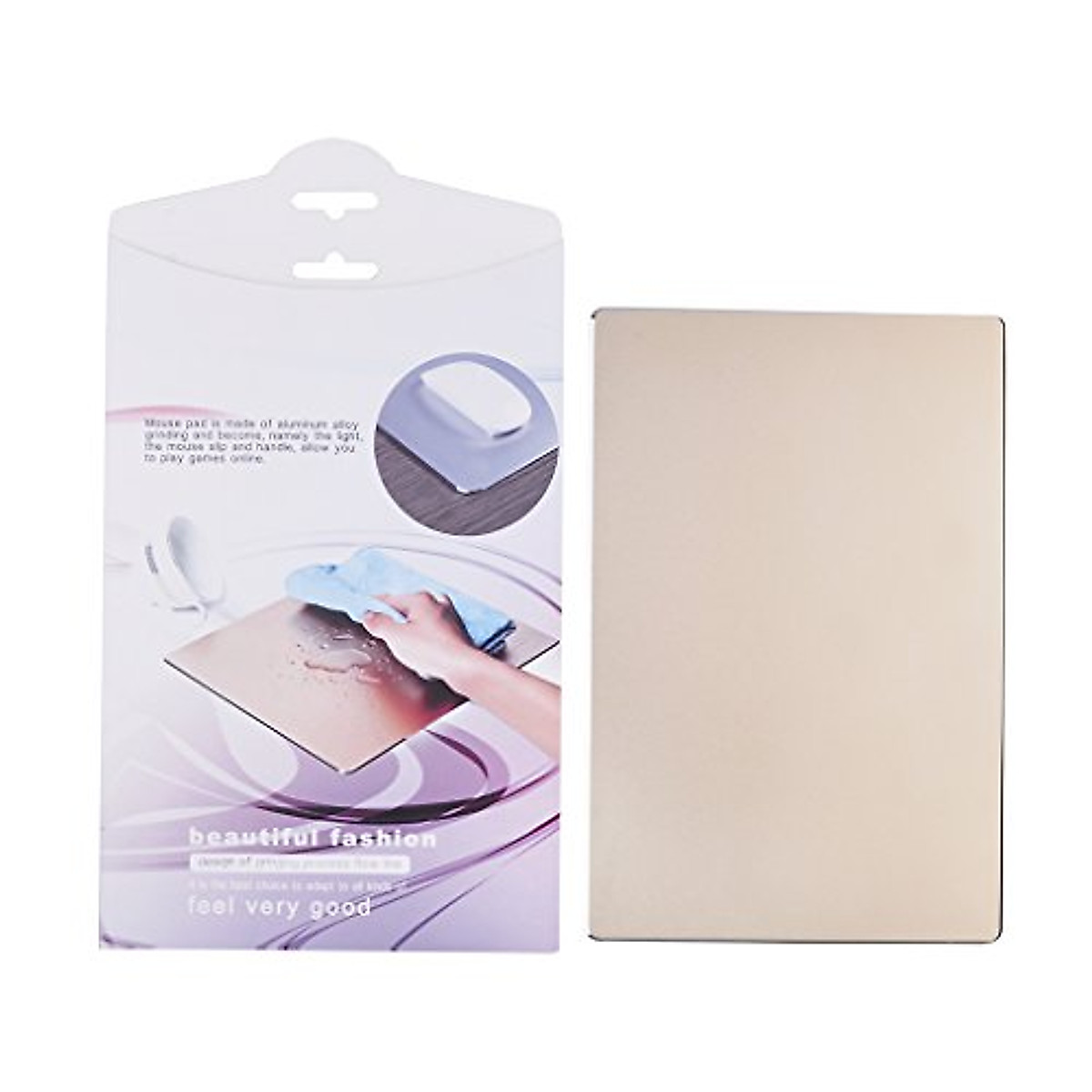 Mouse Pad, Qcute 9.18" 6.11" Gaming Aluminum Mouse Pad W Non-Slip Rubber Base & Micro Sand Blasting Aluminium Surface for Fast and Accurate Control(Gold)