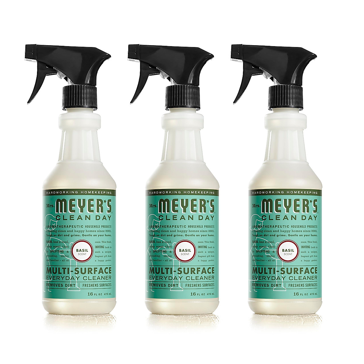 MRS. MEYER'S CLEAN DAY All-Purpose Cleaner Spray, Basil, 16 fl. oz - Pack of 3