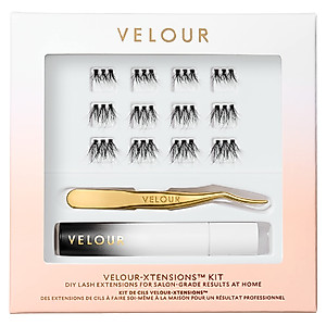 Velour-Xtensions™ Lash Clusters Kit - DIY Lash Extension Kit at Home, Salon Quality Lashes in 10 Minute – Includes 12 Eyelash Clusters (10mm-14mm) + Lash Bond + Lash Applicator – Individual Lashes Kit