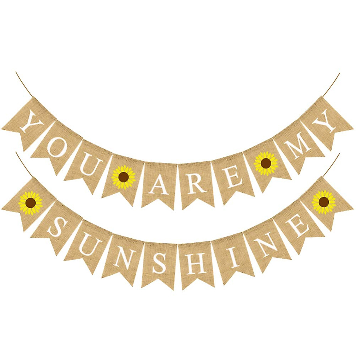 Amosfun You are My Sunshine Banner Sunflower Burlap Banner Swallowtail Linen Bunting Garland for Baby Shower Kids Birhday Party Wedding Decoration