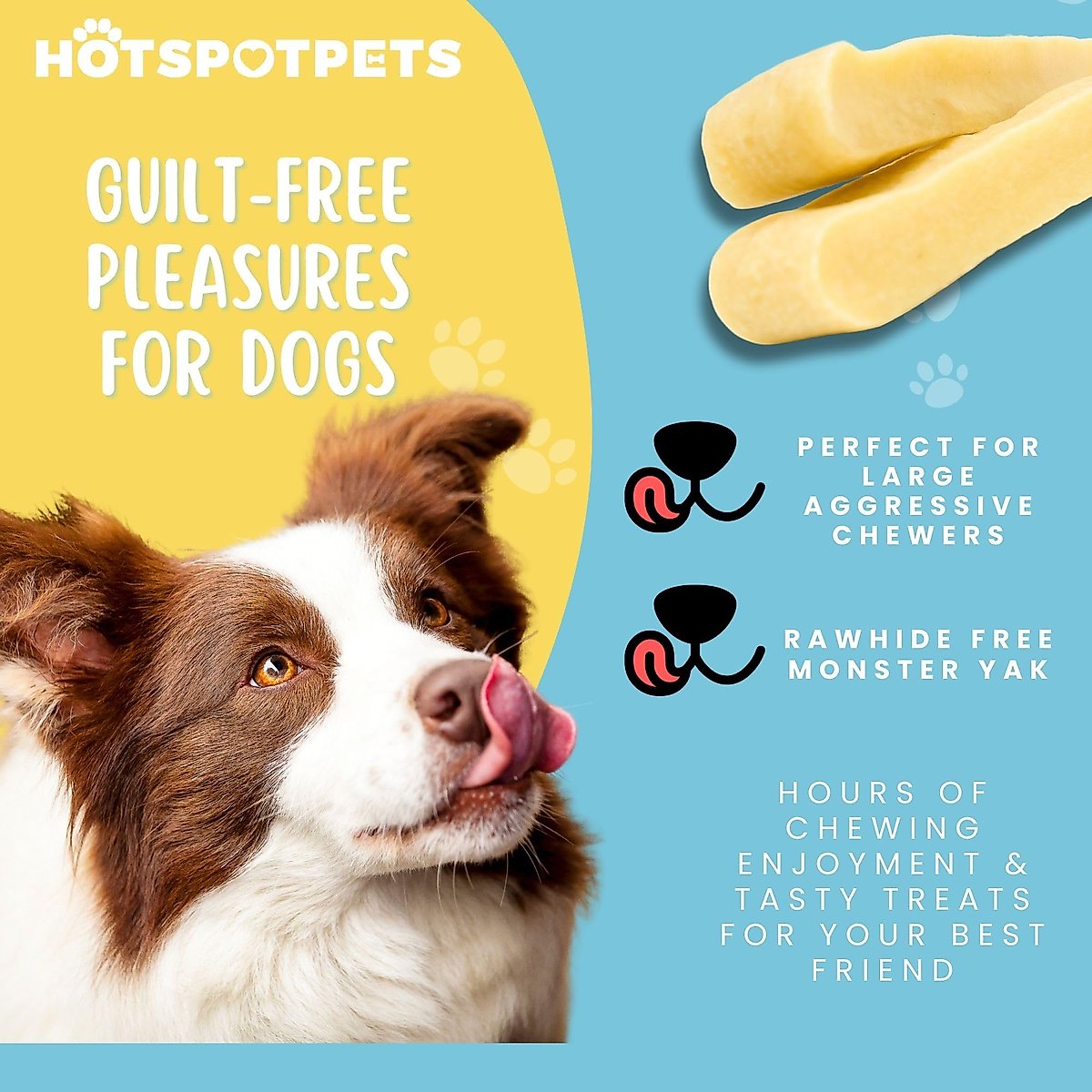hotspot pets Large Himalayan Yak Cheese Dog Chew - 3 Count Thick Rawhide Free Yak Cheese Chews, Long Lasting Dog Chew Stick for Agrgressive & Power Chewers