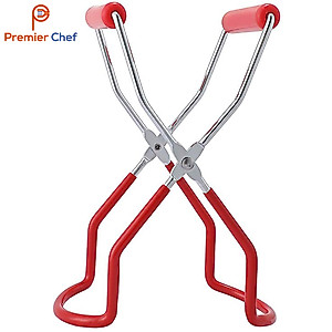Premier Chef Canning Jar Lifter-Canning tongs- Safely remove any size canning jar from boiling water-Quality stainless steel