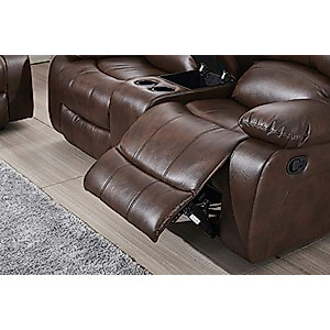 Betsy Furniture 2PC Bonded Leather Recliner Set Living Room Set, Sofa, Loveseat 8018 (Brown, Living Room Set 3+2)