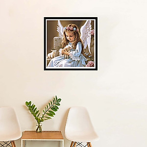 SKRYUIE 5D Angel Diamond Painting Kits - DIY Diamond Art Kits for Adults Girl, Full Round Drill - Crystal Cross Stitch - Adults Craft for Wall & Office Decor - 14x14inch