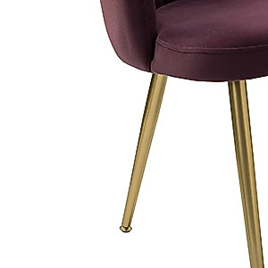 HULALA HOME Velvet Dining Chair Modern Living Room Chair with Shell Back and Golden Metal Legs, Comfy Upholstered Cute Accent Chair for Living Room Bedroom Makeup Room Vanity, Purple