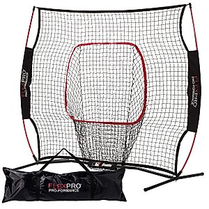Franklin Sports MLB Flexpro Training Backstop Net and Pitching Target - Baseball and Softball Batting Practice Net - Portable Sport Net and Target, Black, 7' x 7'