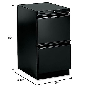 HON Brigade Mobile Pedestal | 2 File Drawers | Radius Pull | 15" W | Black Finish