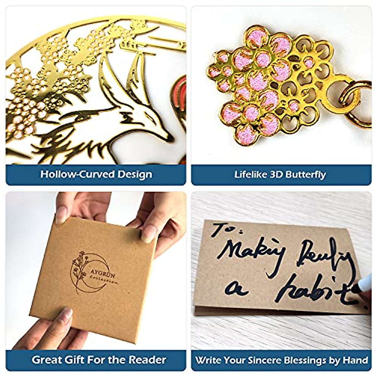 Aygrün Metal Bookmarks for Women, Kitsune Bookmark Fox Cool Golden Book Marker, Reading Book Lovers Gift for Readers, Best Friend, Teacher, Kids, Men and Girls